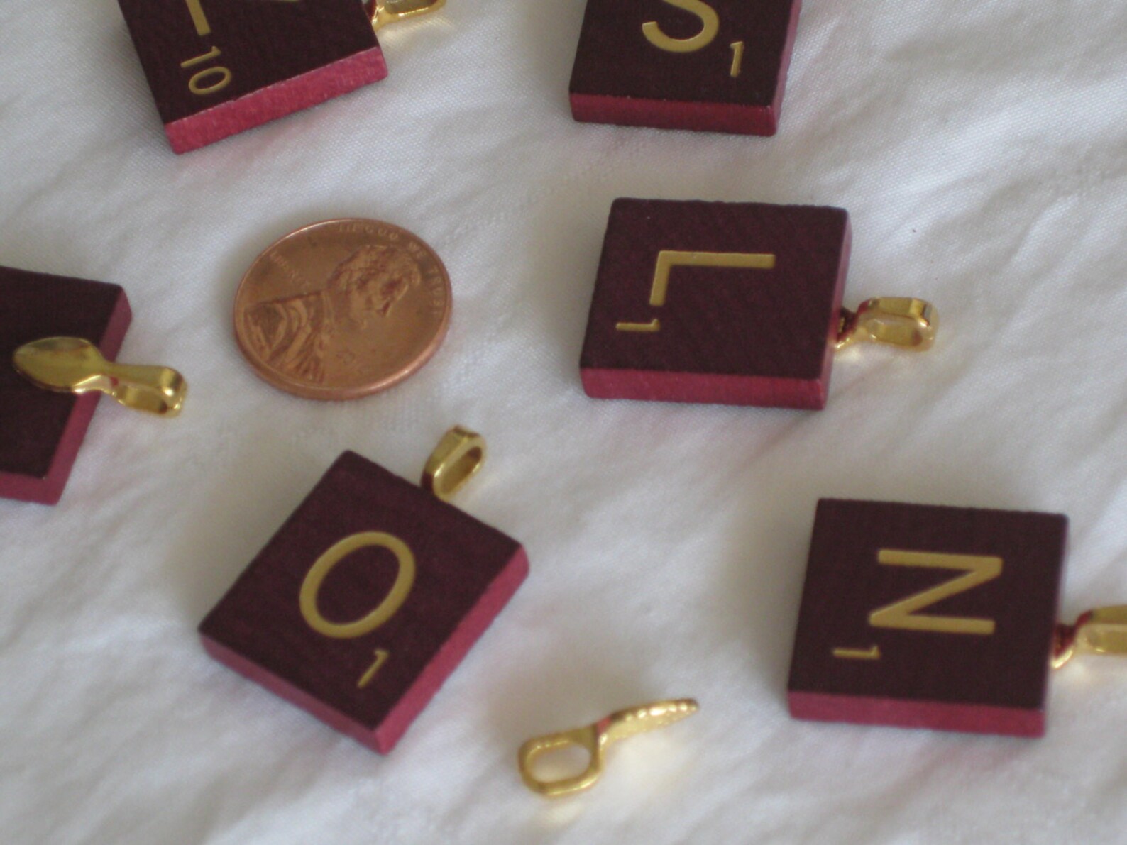 Burgundy Wood Scrabble Letter Tile Pendant/charm Gold or - Etsy