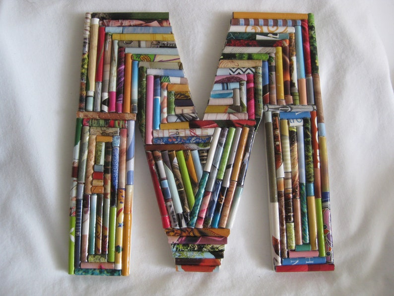 Letter M Hand Decorated With up Cycled Magazine Paper Rolls - Etsy