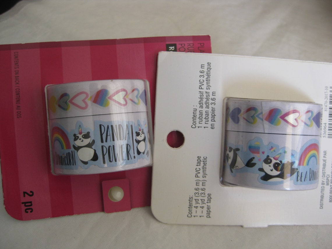 Panda Bear Crafting Tape, Rainbows and Hearts, 0.5" & 1" Rolls - Etsy