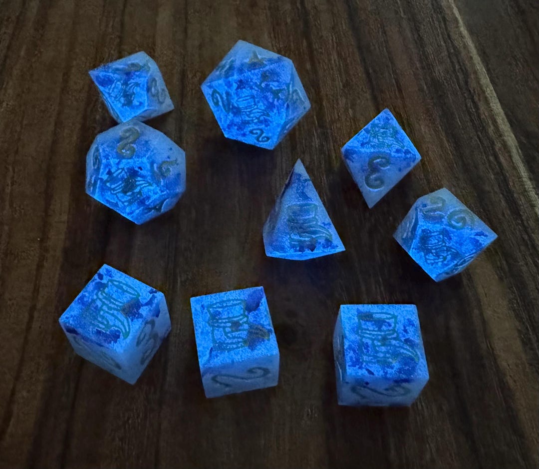 Glow in the Dark Christmas Snow Sharp Edge Set of 9 Dice - Etsy