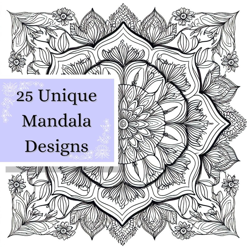25 Unique Mandala Patterns SVG and PNG Printable Instant Download DIY ...