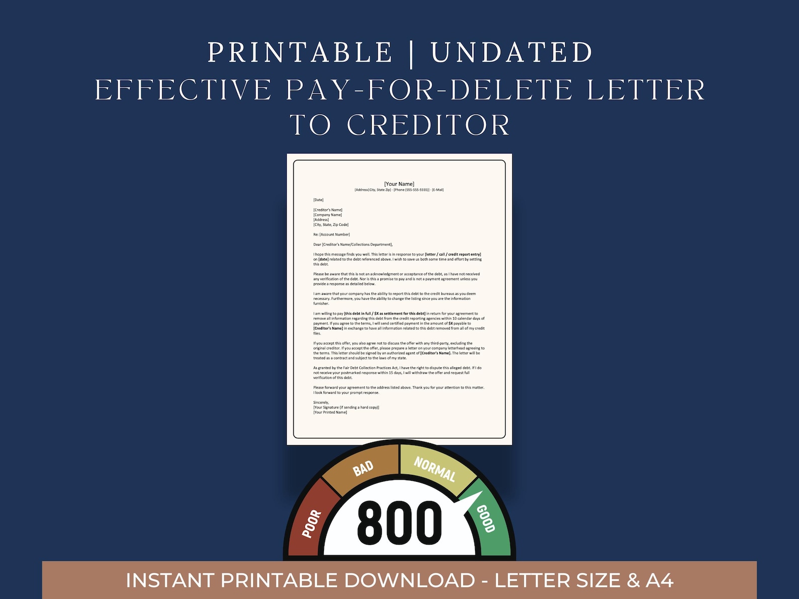 Effective Pay for Delete Letter, Legal Pay for Delete Letter, Credit ...