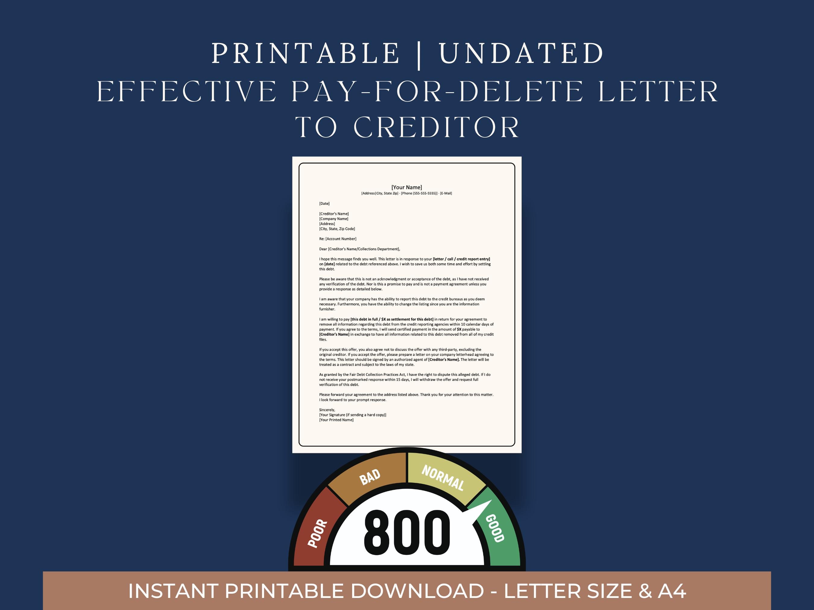 Effective Pay for Delete Letter, Legal Pay for Delete Letter, Credit ...
