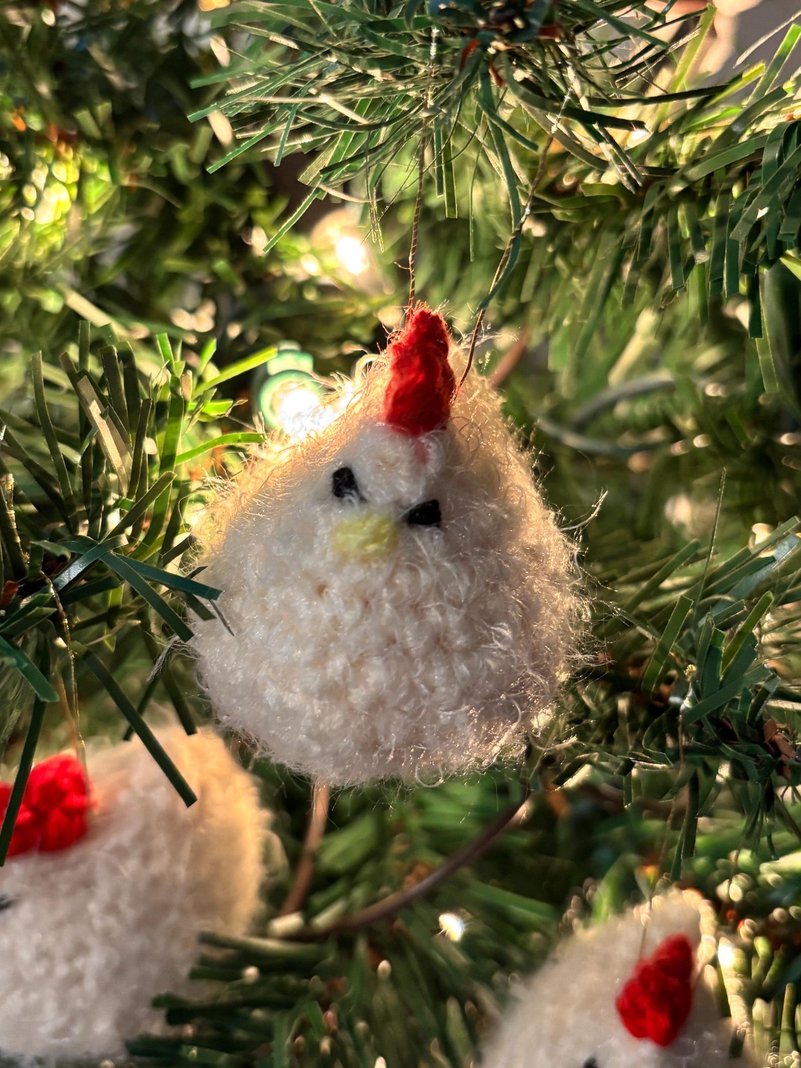 Christmas Hen Ornaments Set of 4 White Crochet Chickens Christmas ...