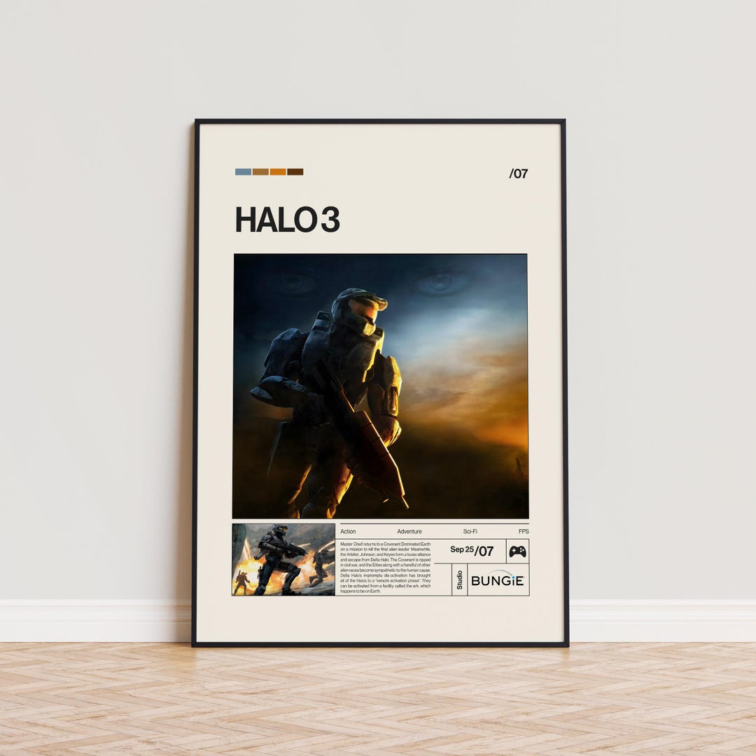 Halo 3 Poster, Video Game Poster, Minimalist Game Print, Gaming Room ...