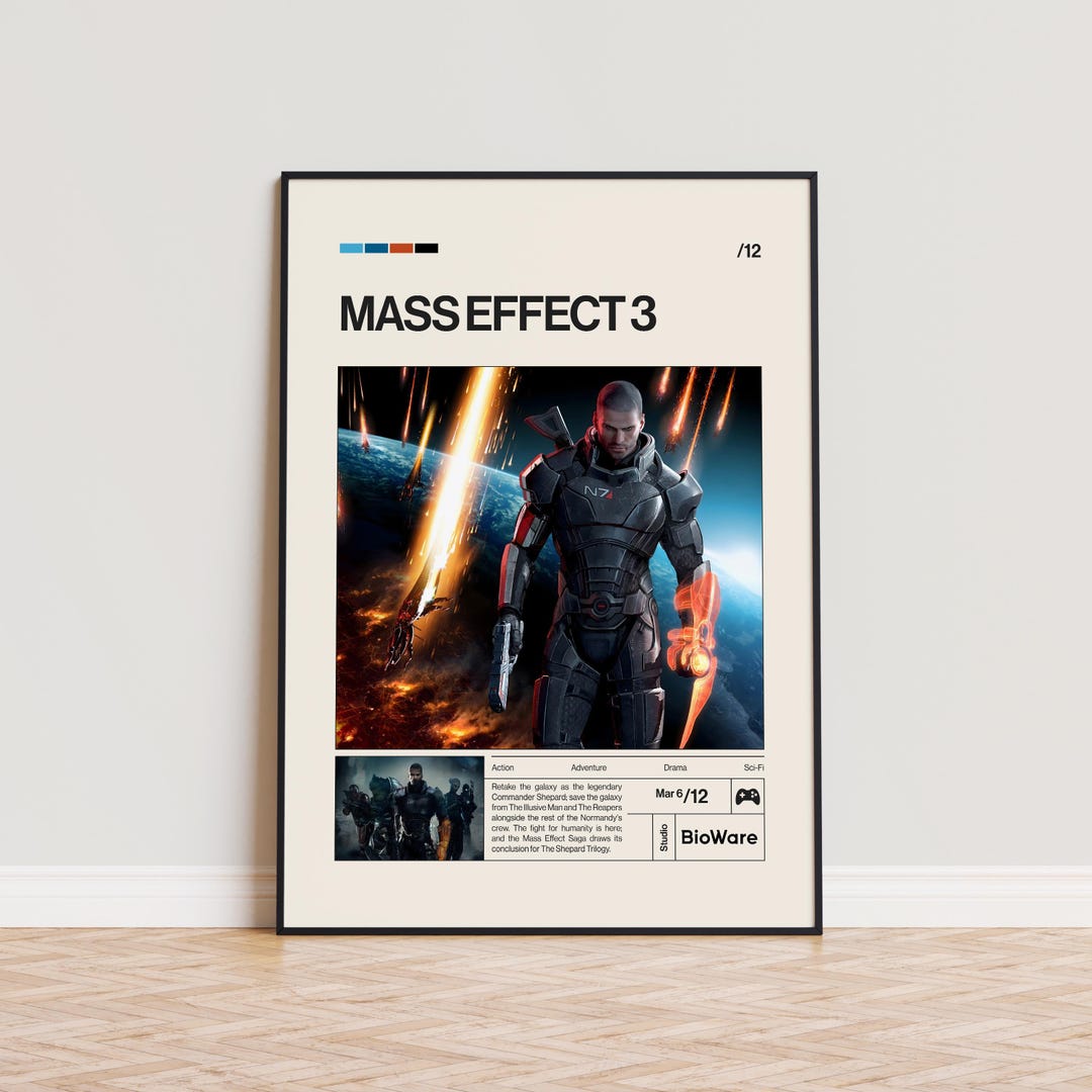 Mass Effect 3 Poster, Video Game Poster, Minimalist Game Print, Gaming ...