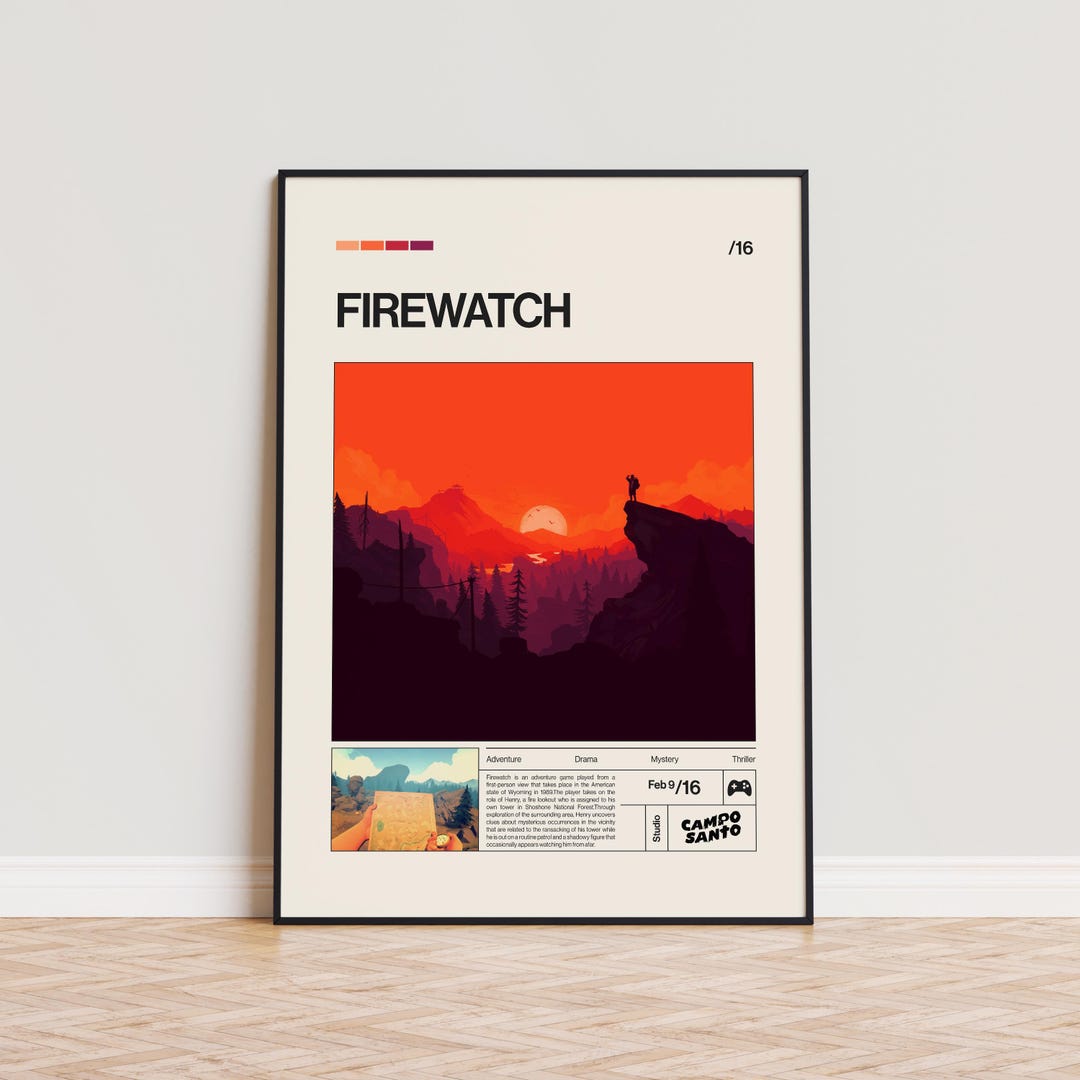 Firewatch Poster, Video Game Poster, Minimalist Game Print, Gaming Room ...