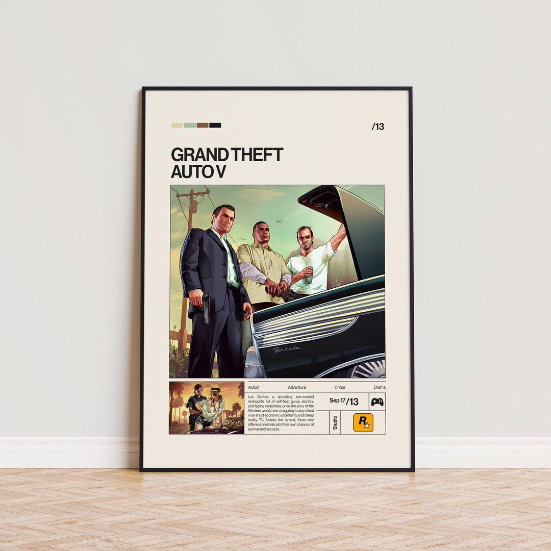 Grand Theft Auto 5 Poster, Video Game Poster, Minimalist Game Print ...