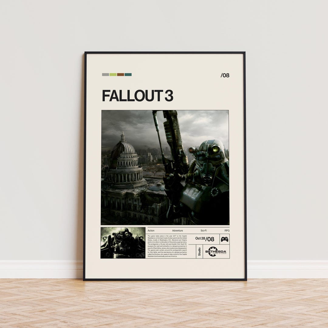 Fallout 3 Poster, Video Game Poster, Minimalist Game Print, Gaming Room ...
