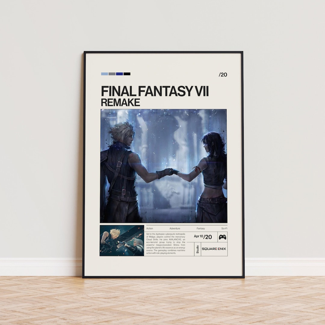 Final Fantasy VII Remake Poster, Video Game Poster, Minimalist Game ...