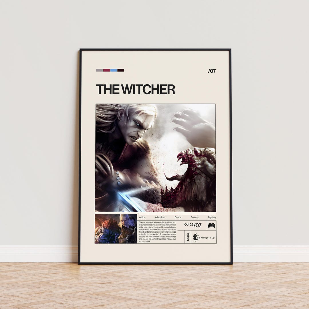 The Witcher Poster, Video Game Poster, Minimalist Game Print, Gaming ...