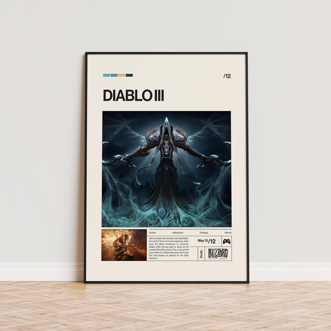 Diablo 3 Poster, Video Game Poster, Minimalist Game Print, Gaming Room ...