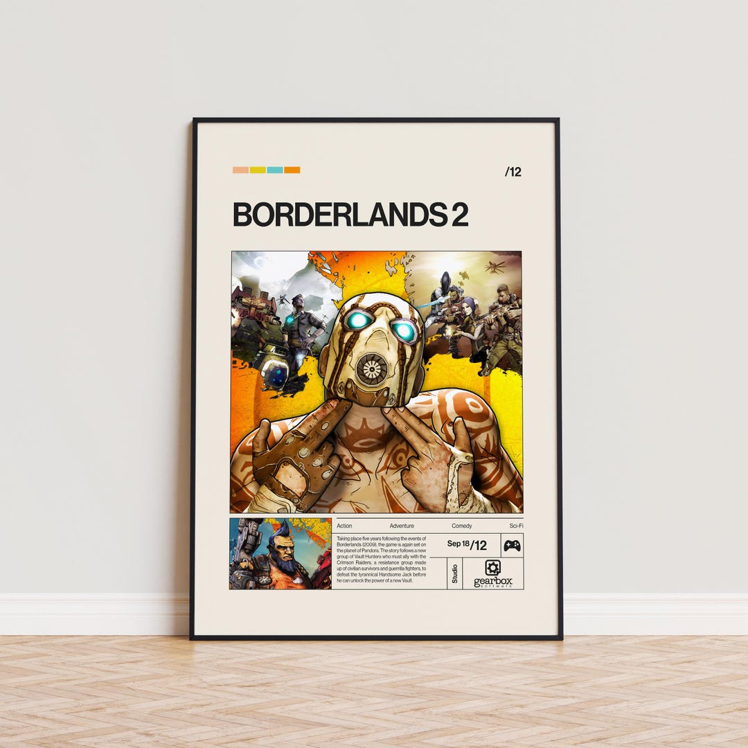 Borderlands 2 Poster, Video Game Poster, Minimalist Game Print, Gaming ...