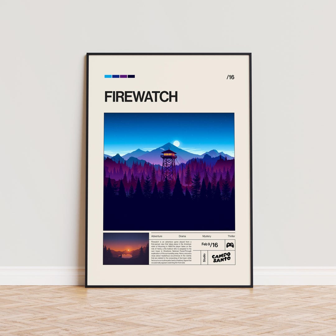 Firewatch Poster, Video Game Poster, Minimalist Game Print, Gaming Room Poster, Gamer Gift ...