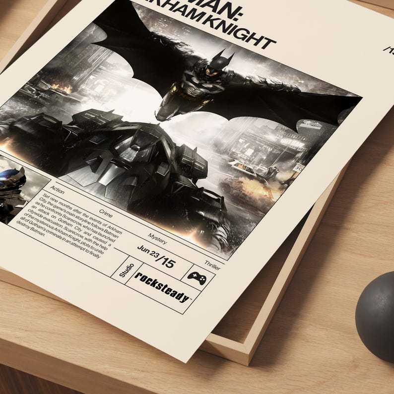 Batman Arkham Knight Poster, Video Game Poster, Minimalist Game Print ...