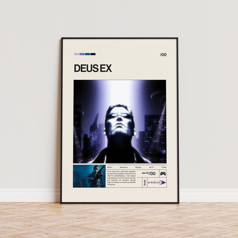 Deus Ex Poster, Video Game Poster, Minimalist Game Print, Gaming Room ...