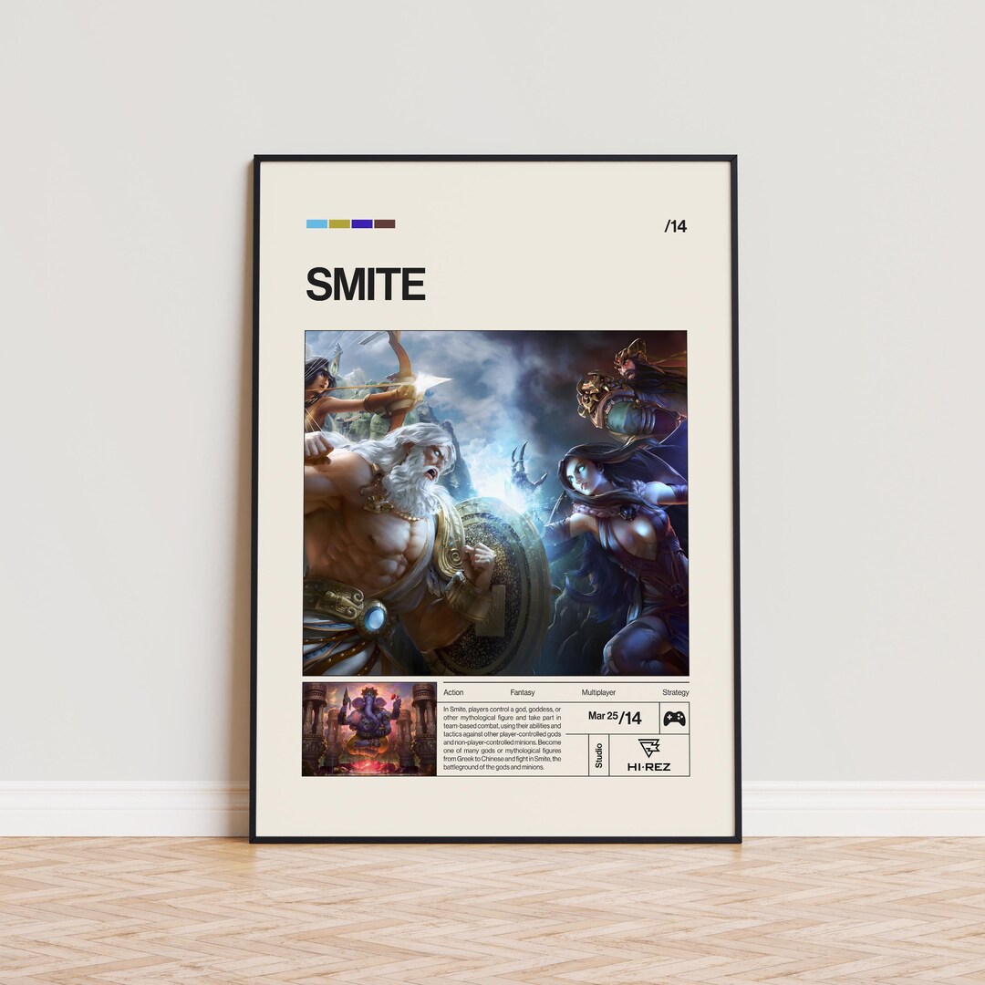 Smite Poster, Video Game Poster, Minimalist Game Print, Gaming Room ...