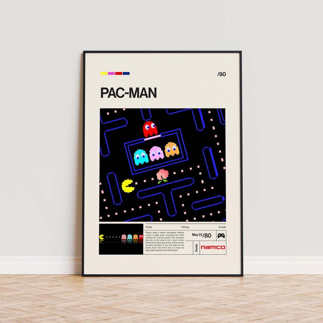Pac-man Poster, Video Game Poster, Minimalist Game Print, Gaming Room ...
