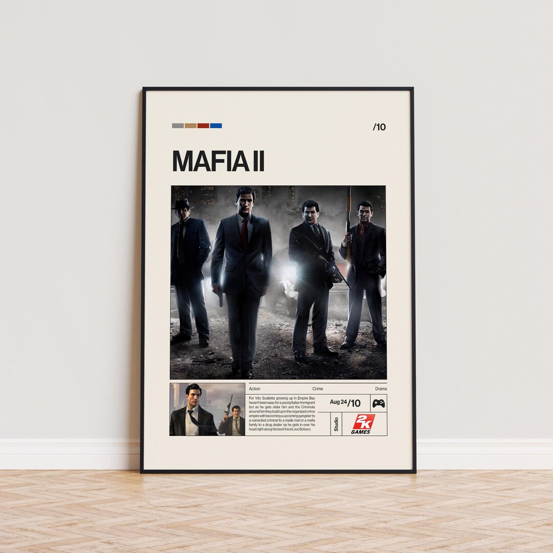 Mafia 2 Poster, Video Game Poster, Minimalist Game Print, Gaming Room ...