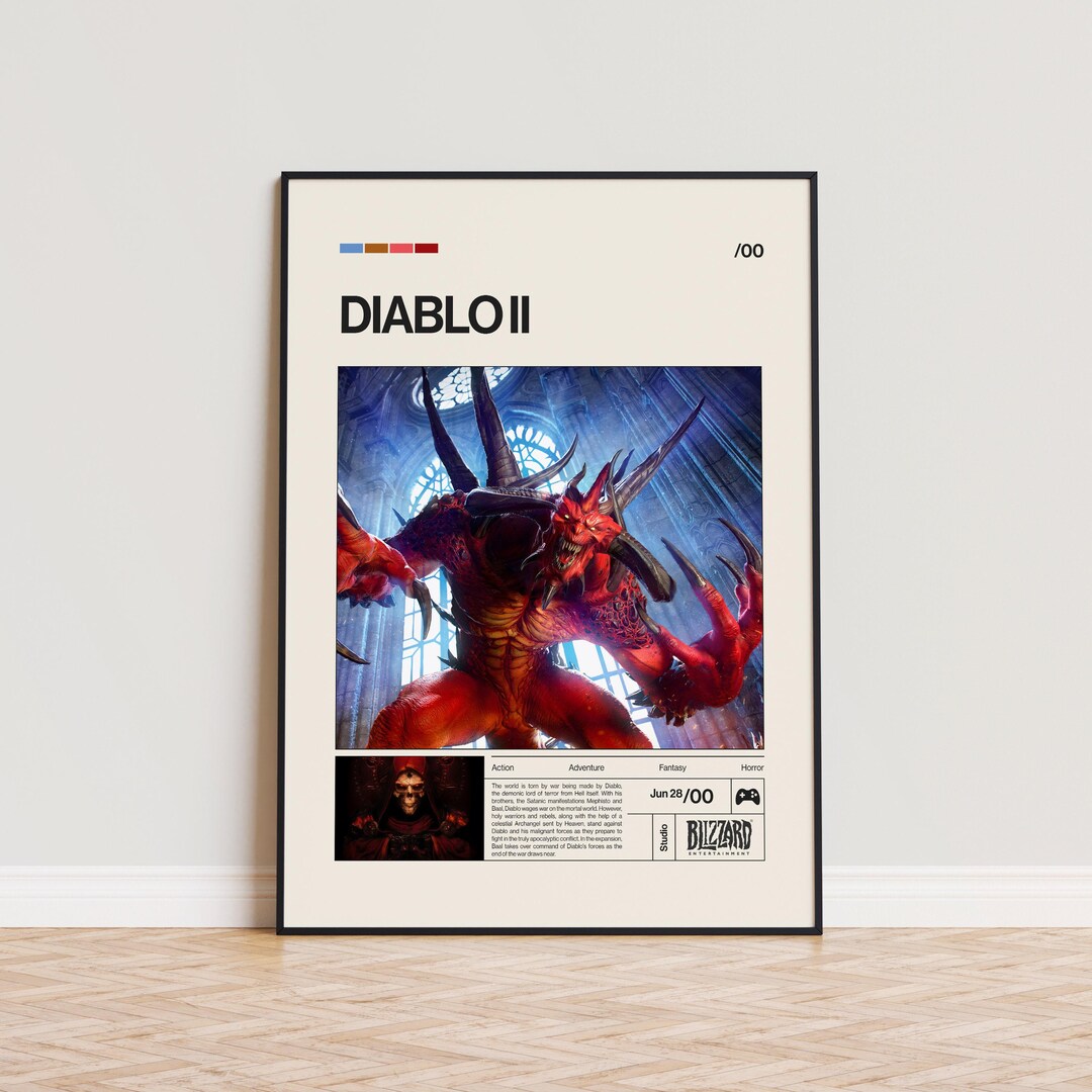 Diablo 2 Poster, Video Game Poster, Minimalist Game Print, Gaming Room ...