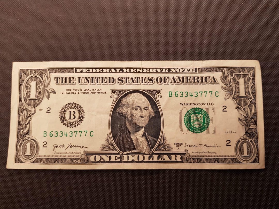 1 US Dollar Bill 2017 B Unique Serial Number B63343777C Rare USA - Etsy