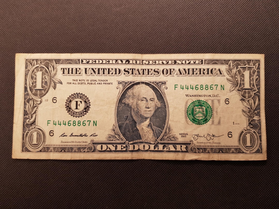 1 US Dollar Bill 2013 F Unique Serial Number F44468867N Rare USA - Etsy