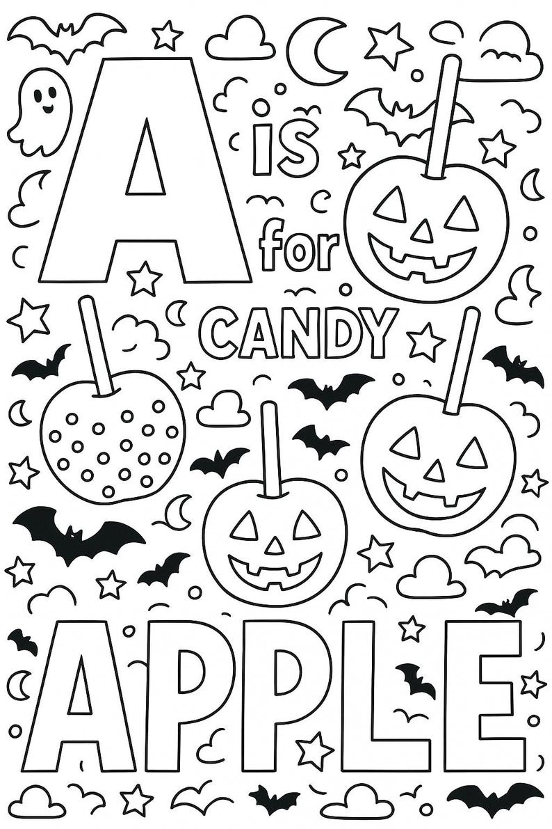 Halloween Alphabet Coloring Book A-Z: Spooky Kids Learning Activity ...