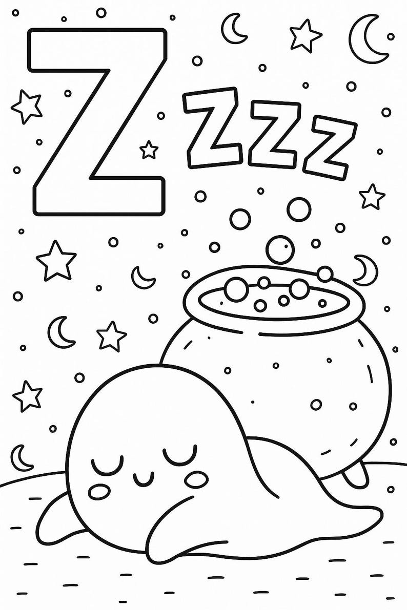 Halloween Alphabet Coloring Book A-Z: Spooky Kids Learning Activity ...