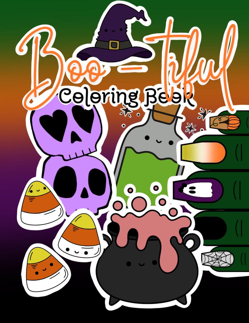 Boo - Tiful Coloring Book - Etsy