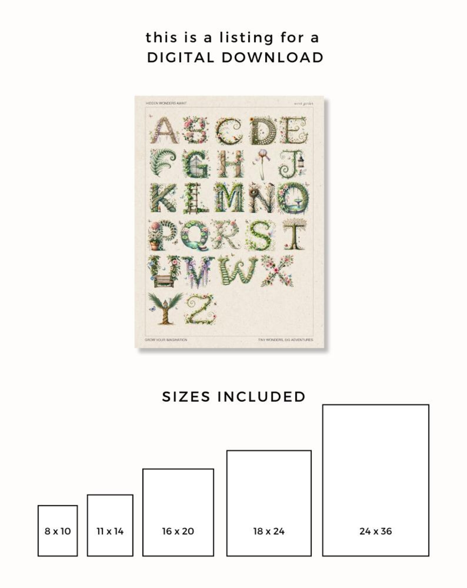 Secret Garden Alphabet Poster - Etsy