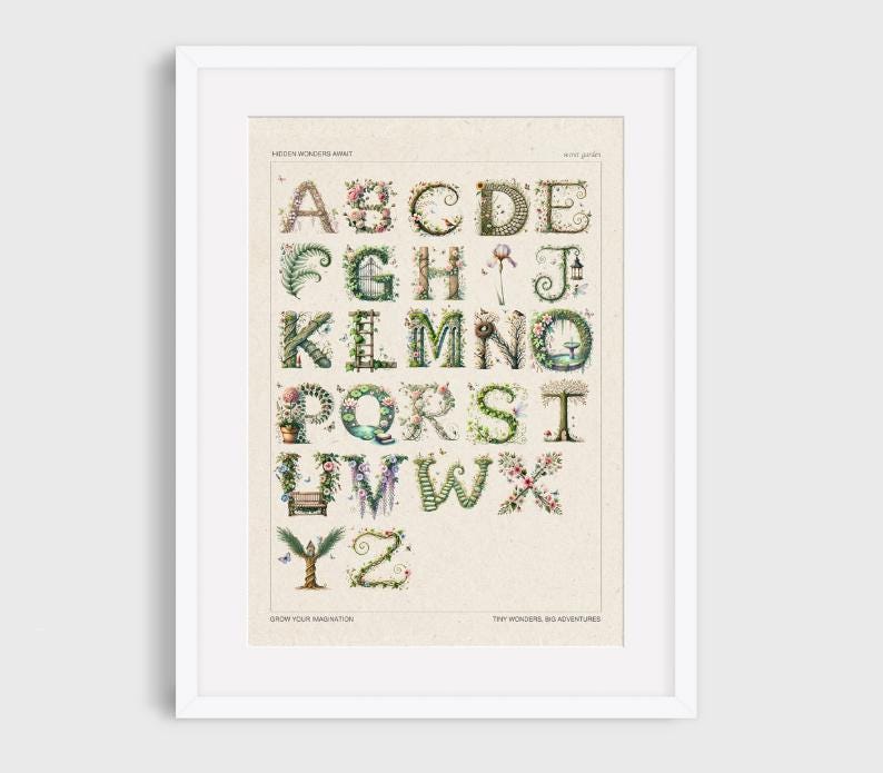 Secret Garden Alphabet Poster - Etsy