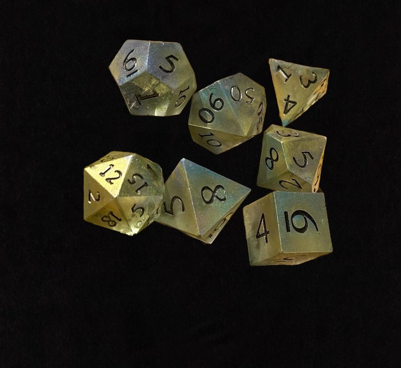 Dnd Dice 7-piece Set, Customize Your Letters COSMIC SILVER - Etsy