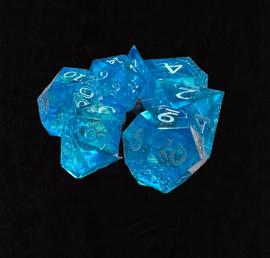 Resin 7- Piece D9 Glow-in-the-dark DND Dice! Custom Made! Look for Case ...
