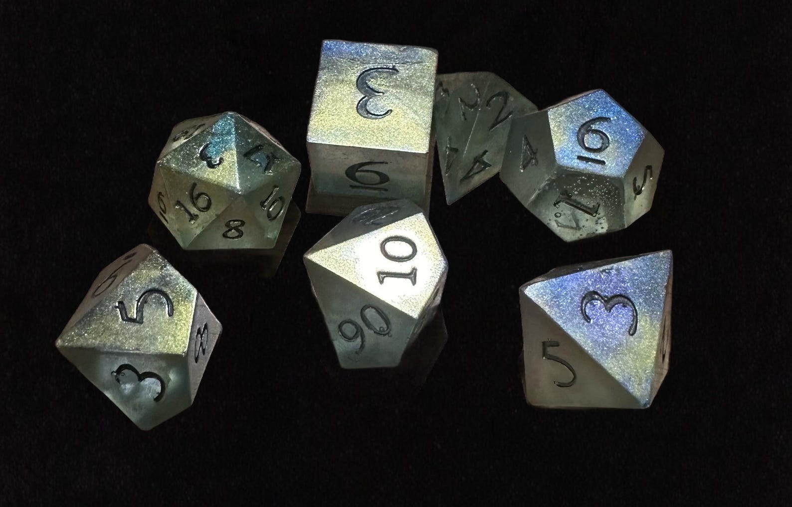 Dnd Dice 7-piece Set, Customize Your Letters COSMIC SILVER - Etsy