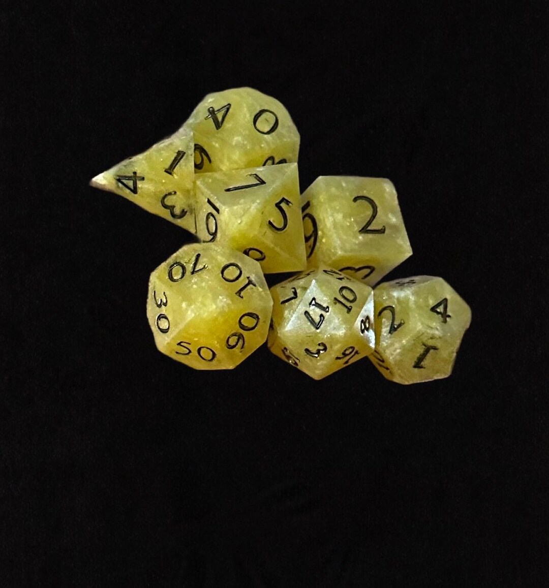 7- Piece D9 Resin Glow-in-the-dark DND Dice! Custom Made! Look for Case ...