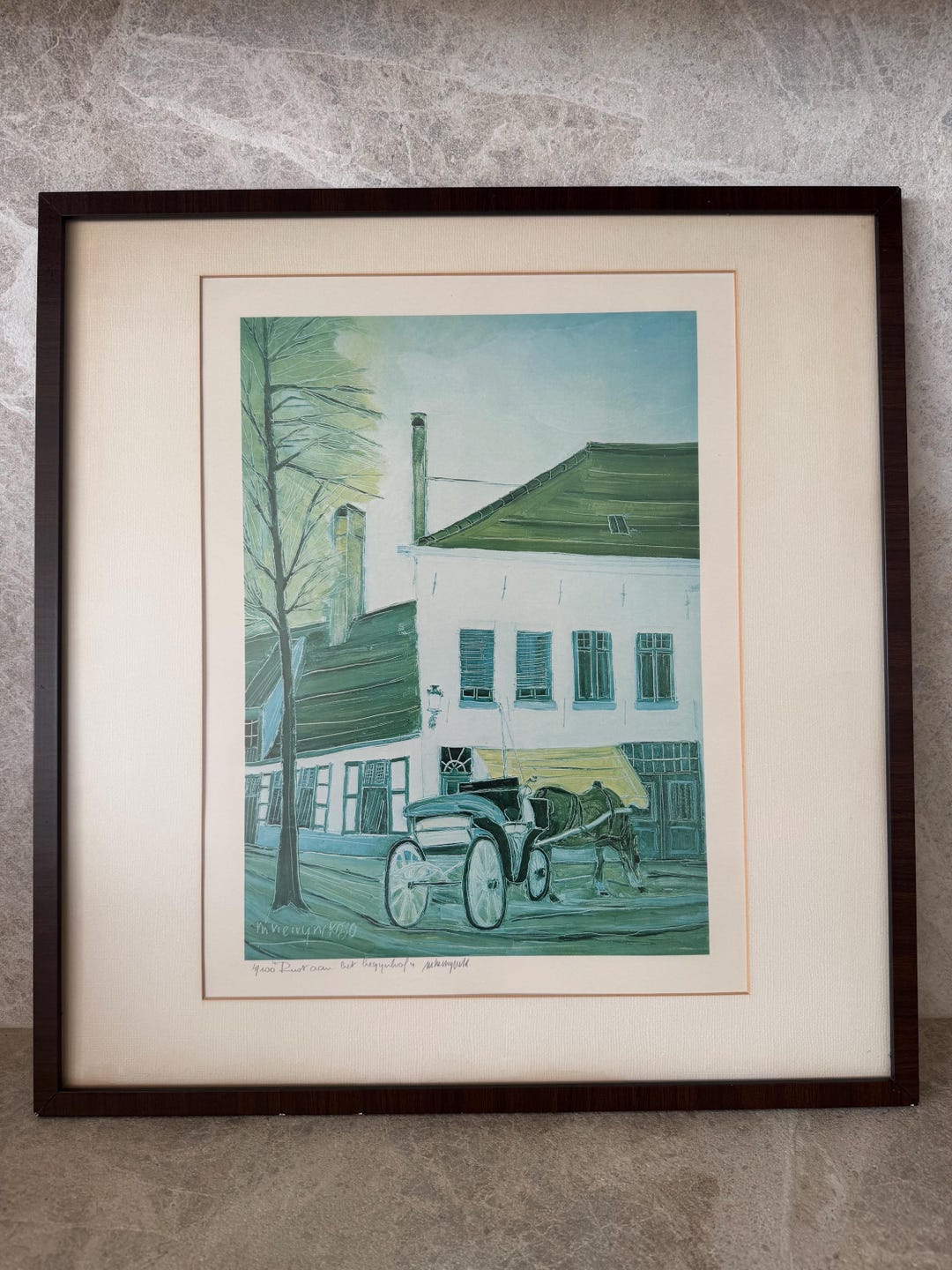 Vintage kunstdruk Martin Neirynck - Rust aan het Begijnhof (Brugge ...