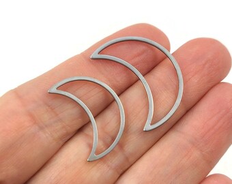 6pcs Stainless Steel Crescent Moon Charm, Crescent Moon Connector, Moon Earring Charm, Laser Cut ...