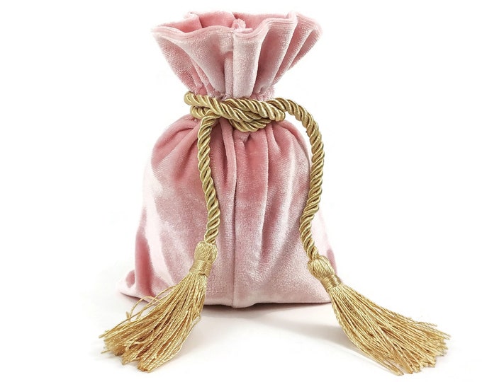Pink Velvet Pouch Bag With Tassel Rope - Etsy