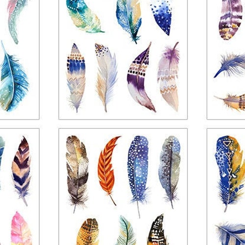 Feather Sticker Set 6 Sheets - Etsy