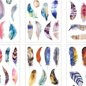 Feather Sticker Set 6 Sheets - Etsy