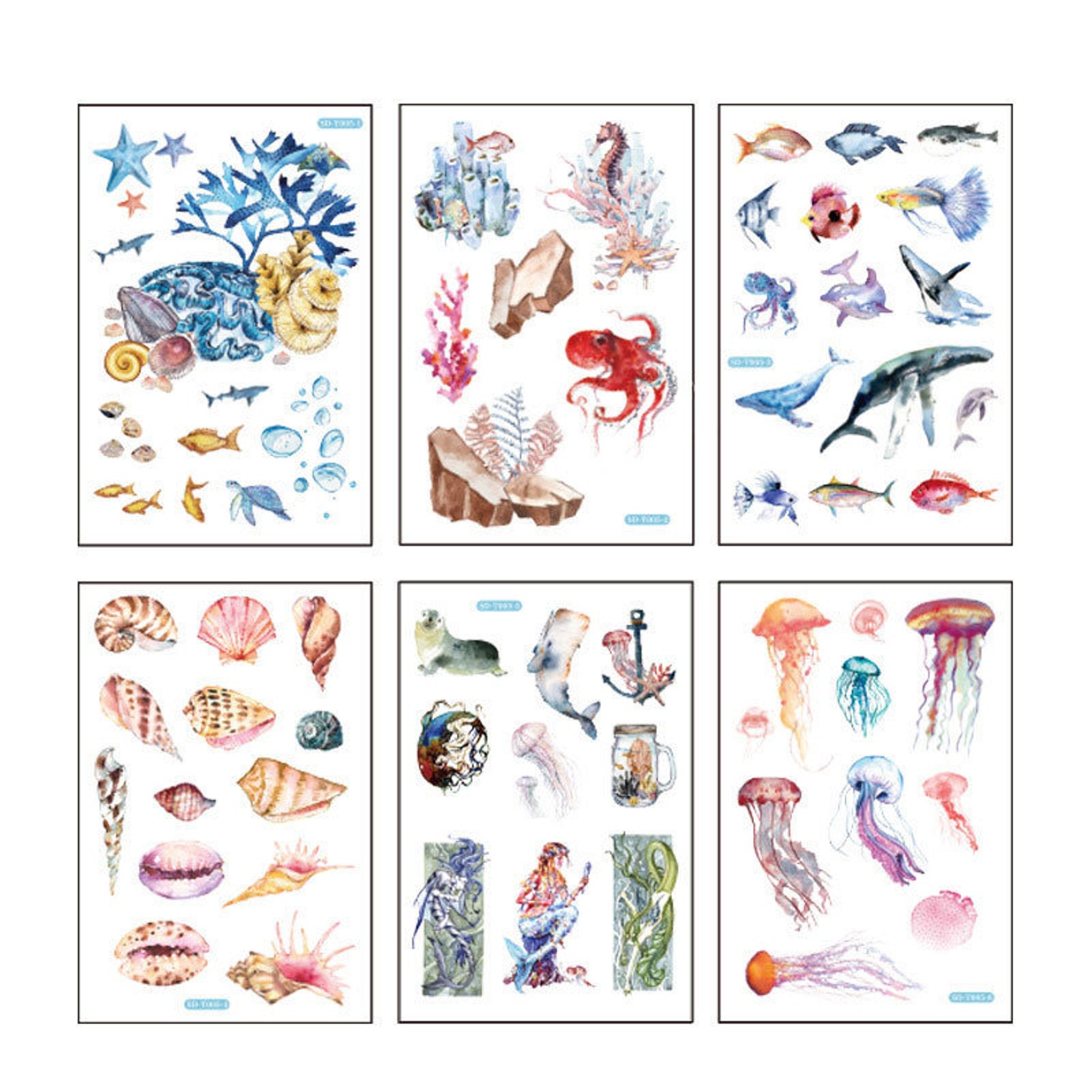 Treasures of the Sea Sticker Pack 6 Sheets of Paper Stickers - Etsy Canada