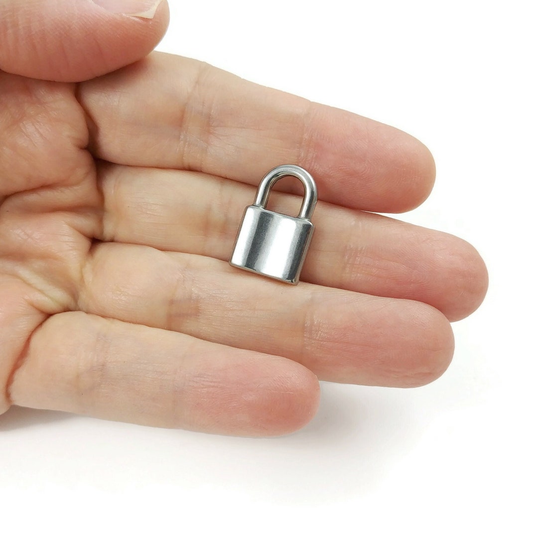 20mm Lock Pendant, Stainless Steel 3D Padlock Charms, Non Tarnish ...