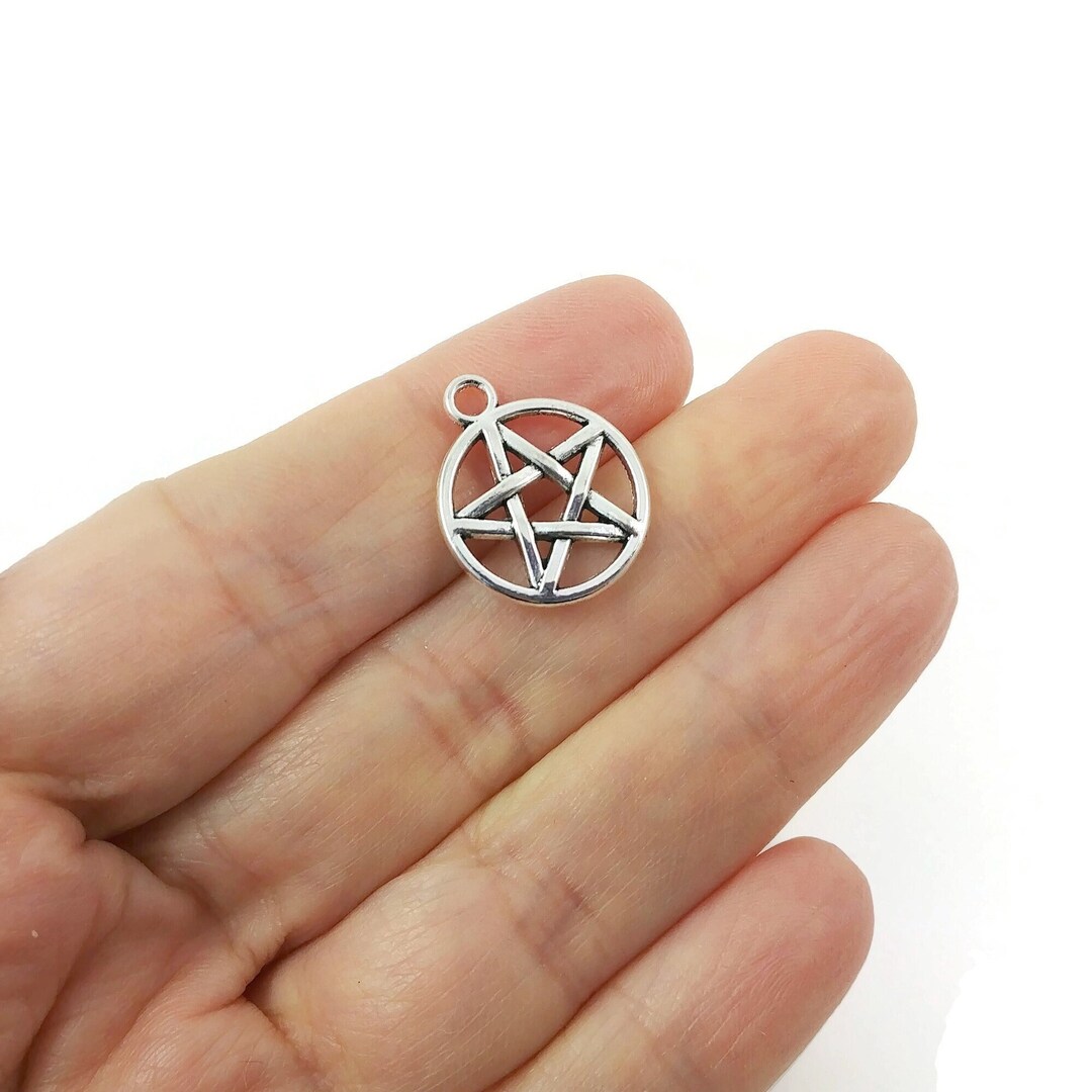 Silver Pentagram Charm, 20mm Metal Pendants, Pentacle Star for Jewelry ...