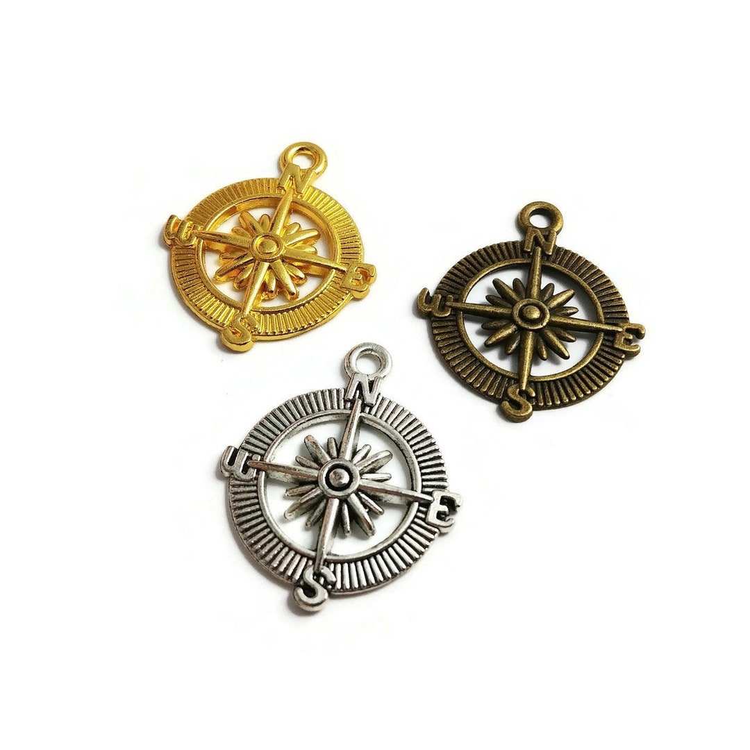 Compass Rose Charm, Hypoallergenic DIY Necklace Pendant, Travel ...