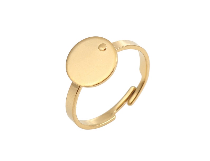 Gold stainless steel adjustable rings round 10mm settings | Etsy