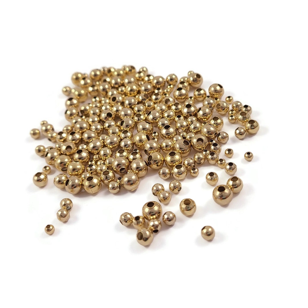 Gold Stainless Steel Beads, 3mm, 4mm, 5mm, 6mm, Round Metal Spacer ...