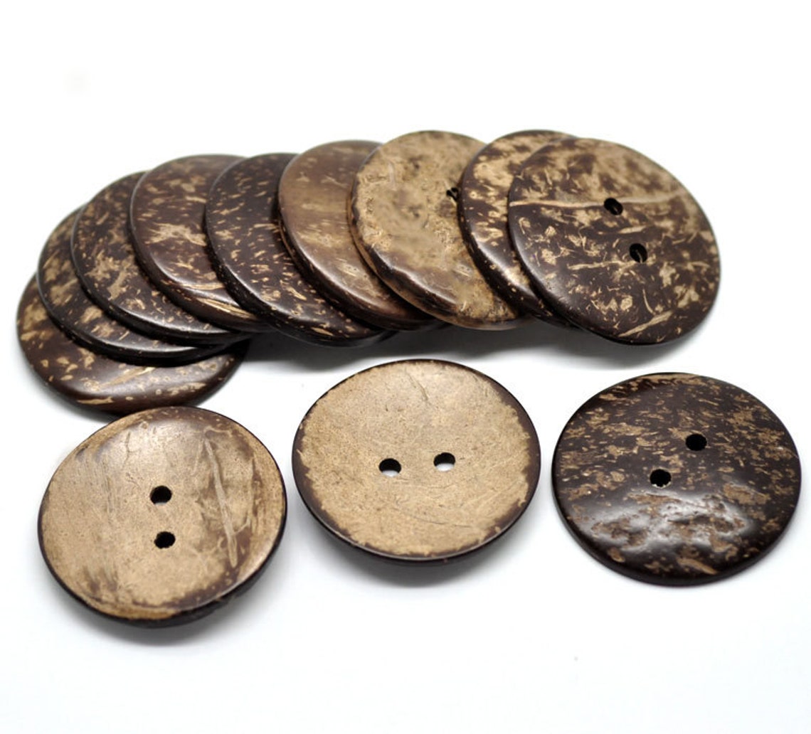 2 Large buttons 1 3/4 inch coconut buttons 44mm Natural Wood | Etsy