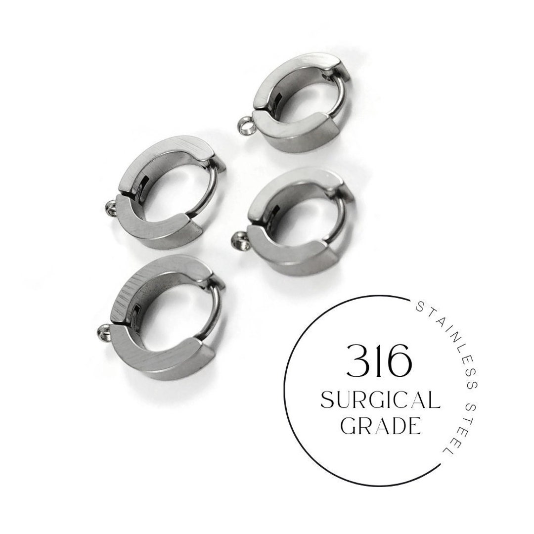 Huggie Hoops With Loop, Surgical Stainless Steel Earring Findings ...