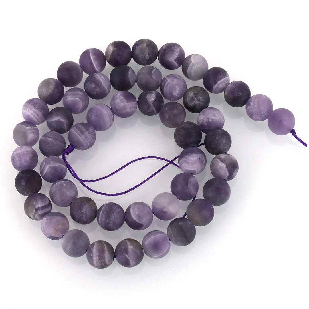 Natural amethyst frosted stone beads Round 6 or 8mm Semi - Etsy Italia