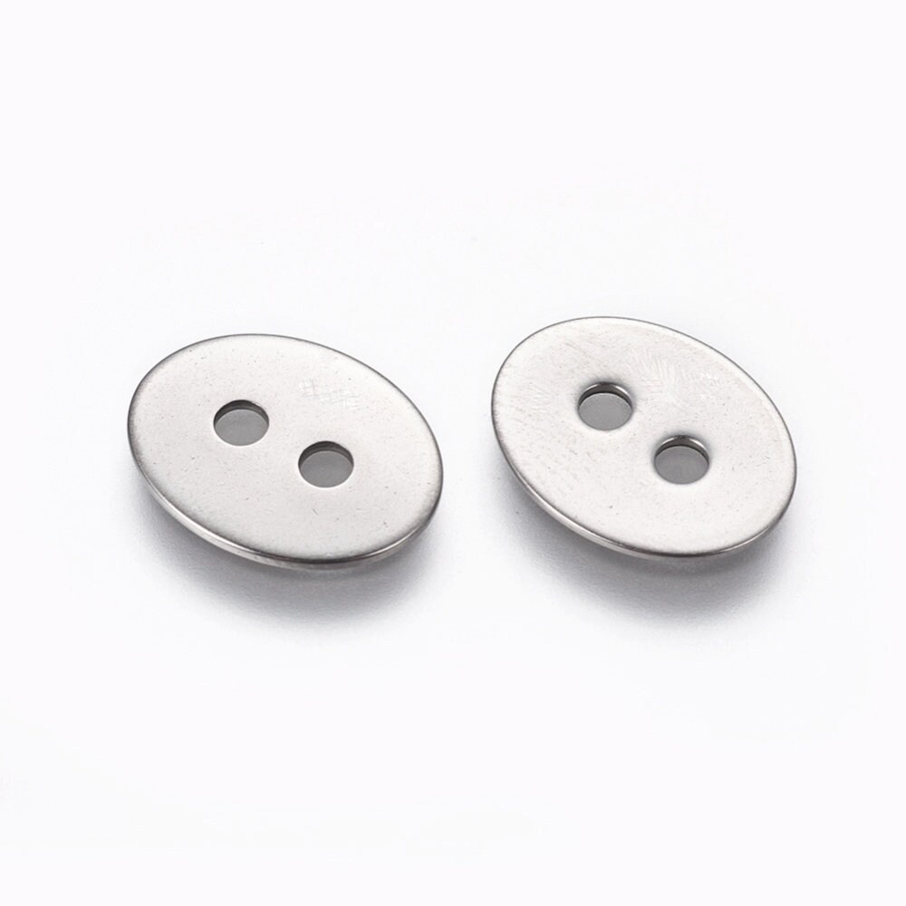Silver Metal Buttons Stainless Steel Buttons or Clasps Oval - Etsy